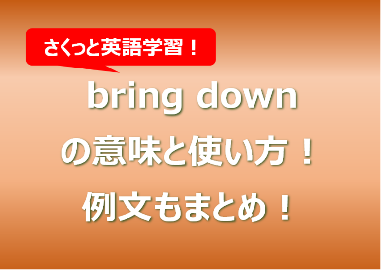 bring downの意味と使い方！例文もまとめ！ - キニナリEnglish